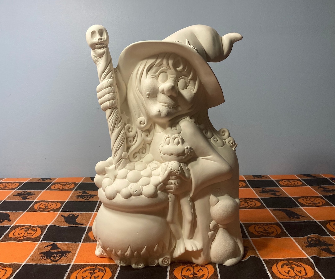 Mrs. Wicked Witch Halloween Unpainted Ceramic Bisque - Etsy