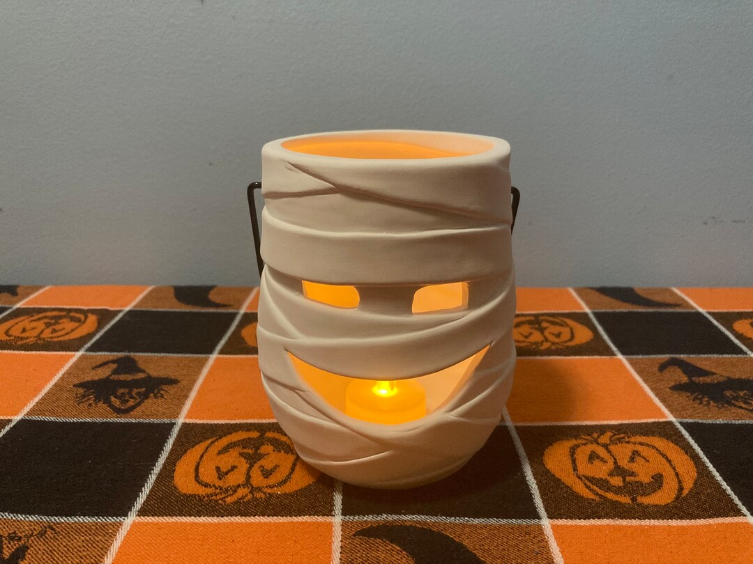 Mummy Lantern Unpainted Ceramic Bisque Ready to Paint - Etsy