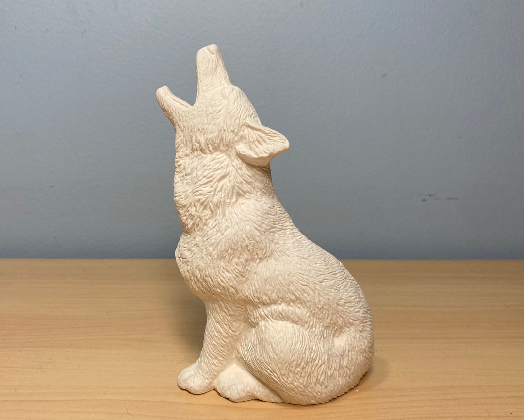 Howling Wolf Unpainted Ceramic Bisque Ready to Paint - Etsy