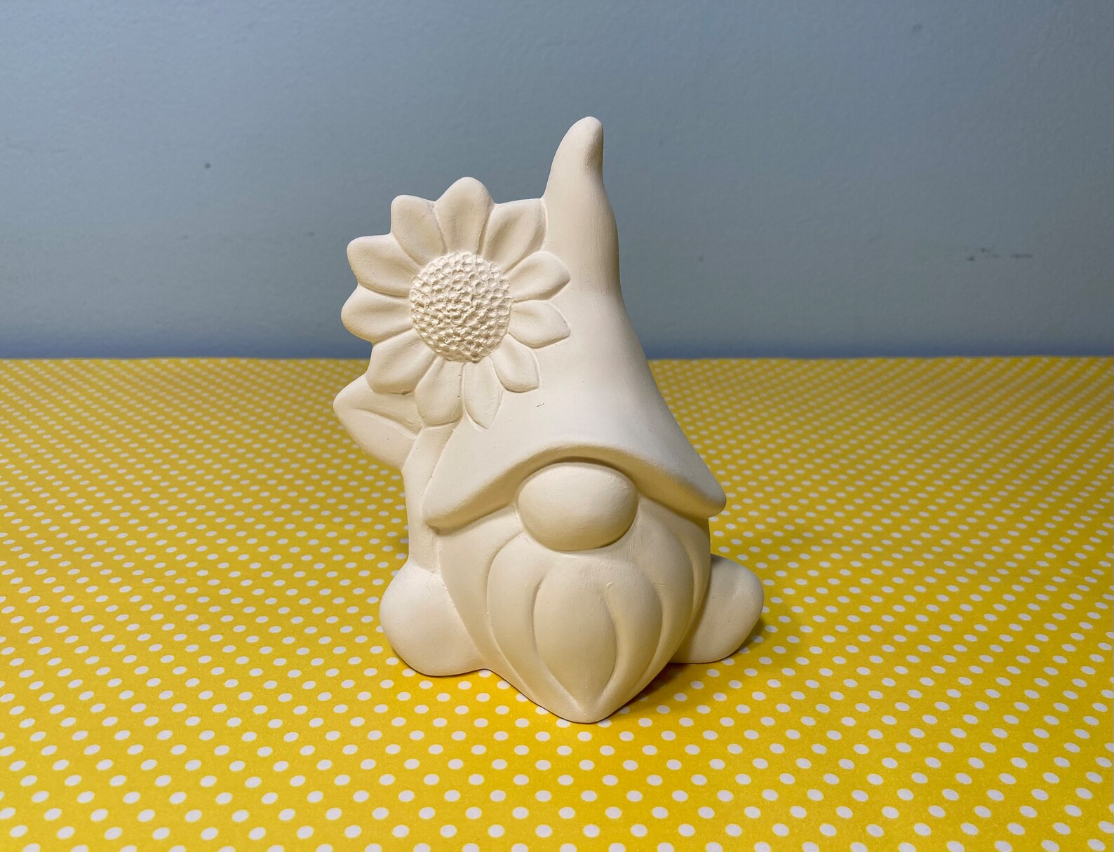Sven the Sunflower Gnome Unpainted Ceramic Bisque Ready to Paint - Etsy
