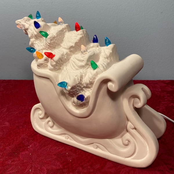 Ceramic Santa With Lights - Etsy