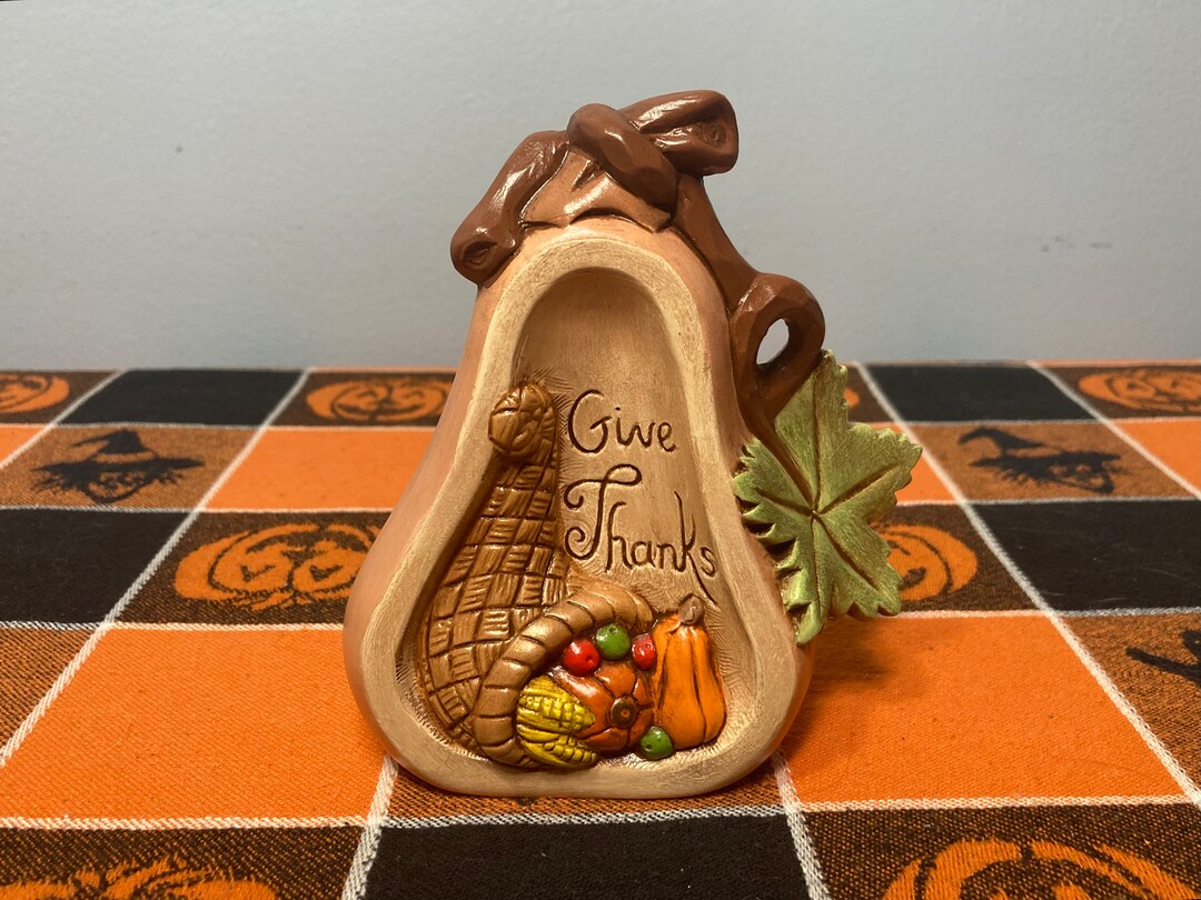 Give Thanks Cornucopia Gourd Painted Ceramic - Etsy