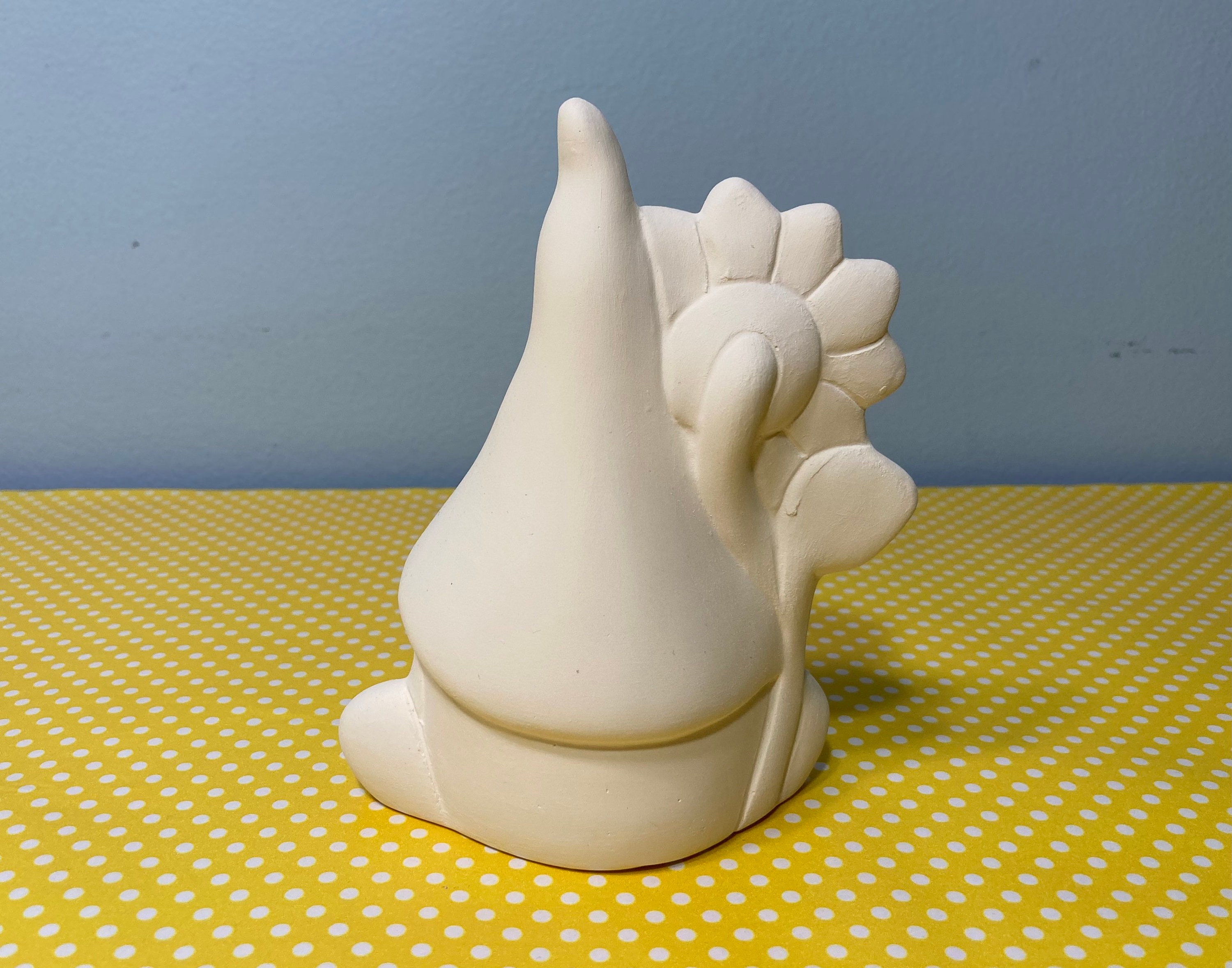 Sven the Sunflower Gnome Unpainted Ceramic Bisque Ready to Paint - Etsy