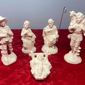 Vintage Nativity Set by Atlantic Mold Company Unpainted Ceramic Bisque ...