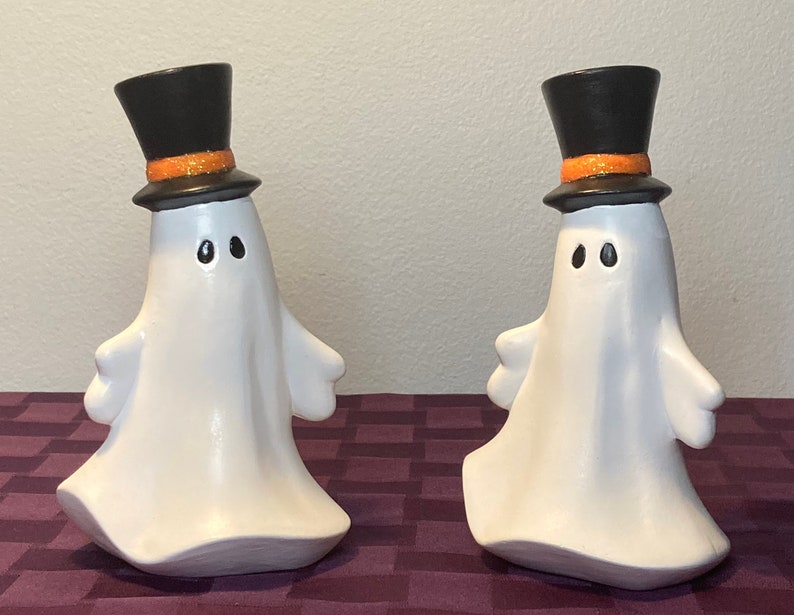 Top Hat Ghost Painted Halloween Ceramic - Etsy