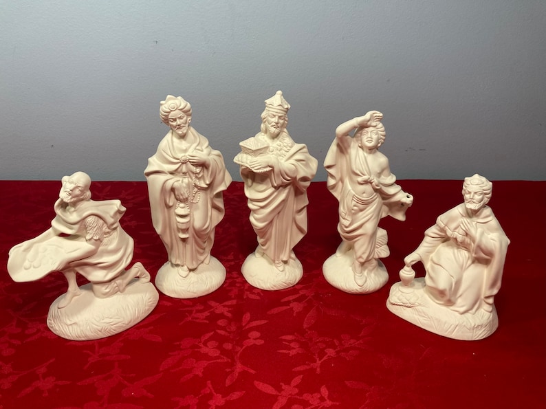 Vintage Nativity Set by Atlantic Mold Company Unpainted Ceramic Bisque ...