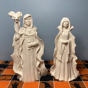 Witch and Warlock Halloween Unpainted Ceramic Bisque - Etsy