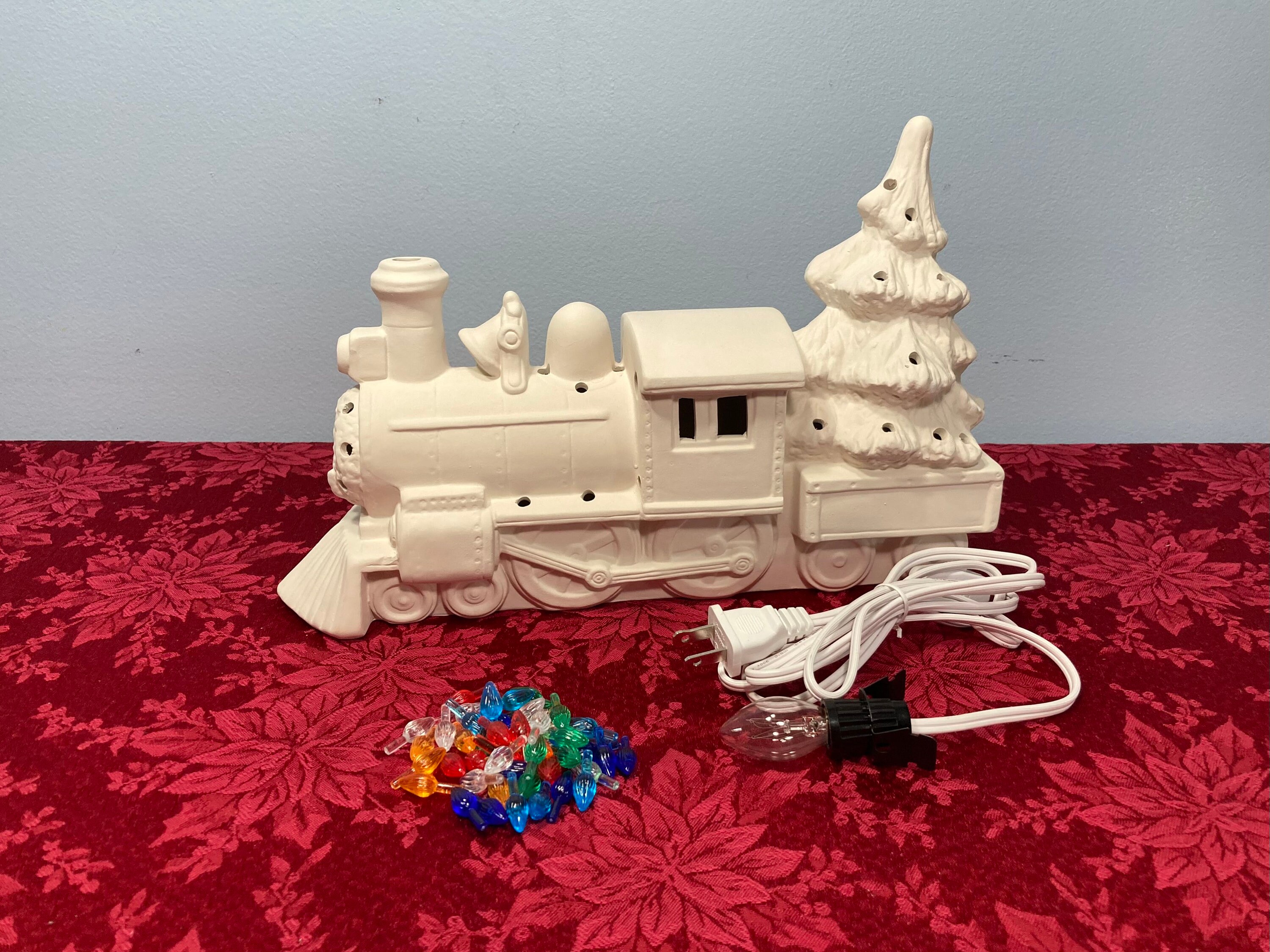 Christmas Train With Tree Light up Unpainted Bisque - Etsy