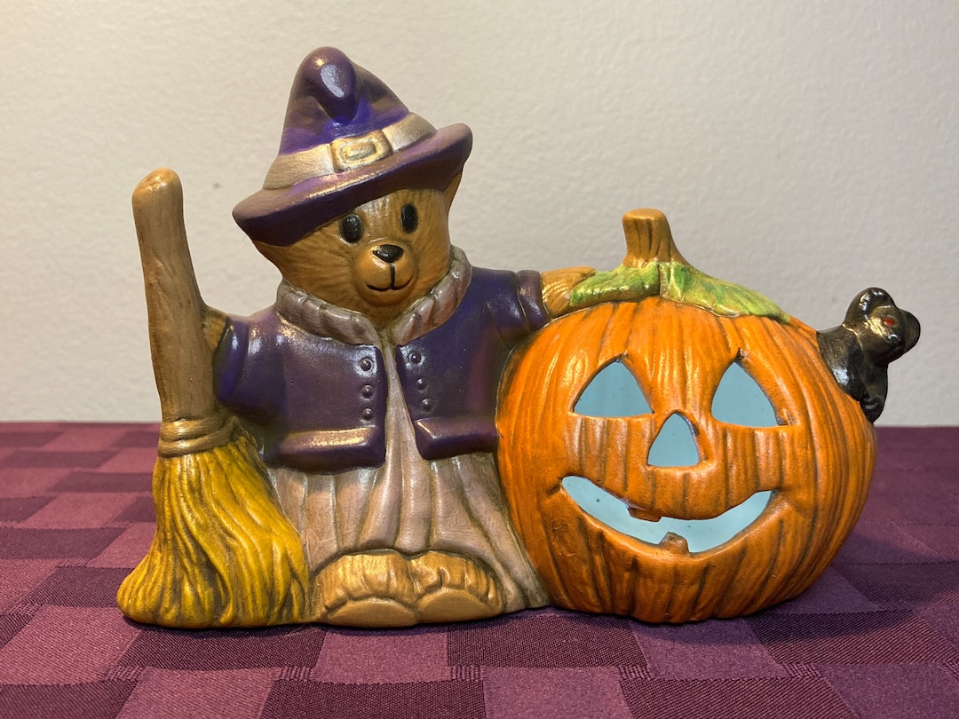 Teddy Bear Witch Painted Halloween Ceramic - Etsy