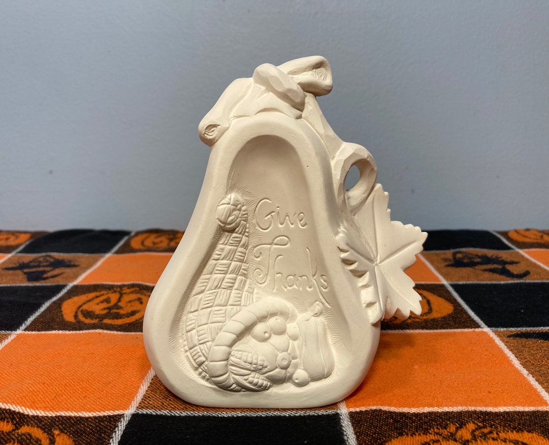 Give Thanks Cornucopia Gourd Unpainted Ceramic Bisque - Etsy