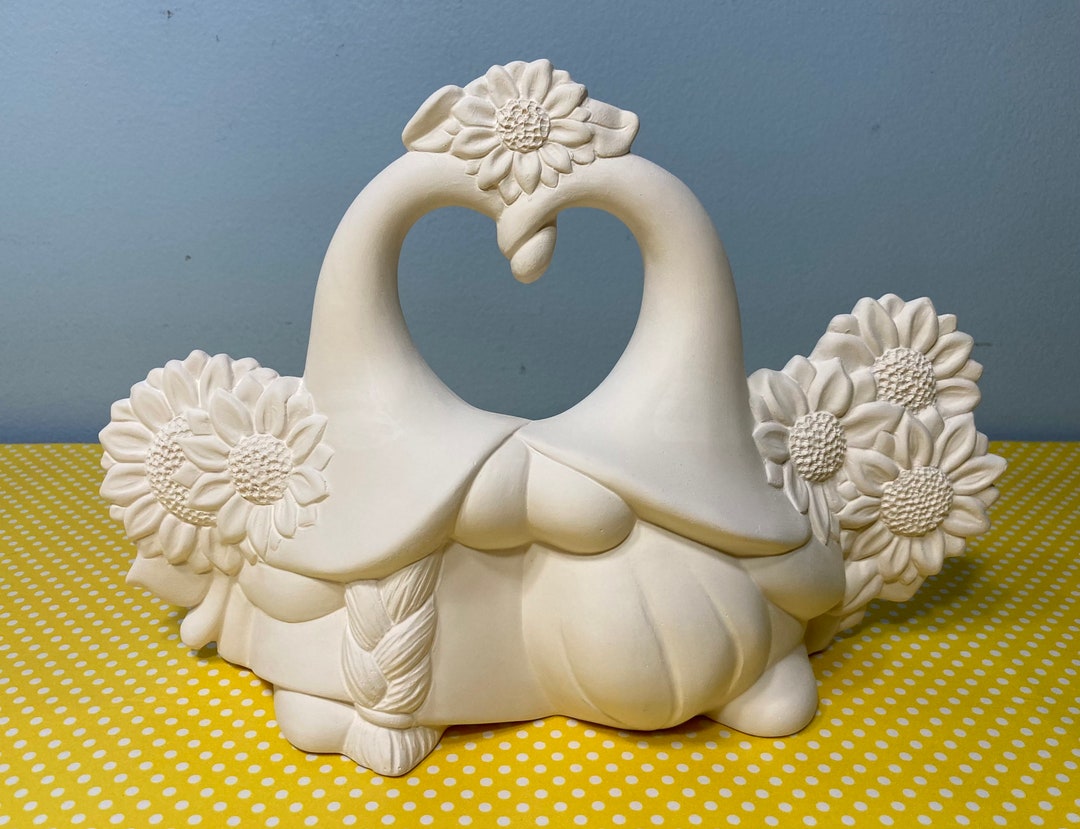 Sunflower Lover Gnome Unpainted Ceramic Bisque Ready to Paint - Etsy