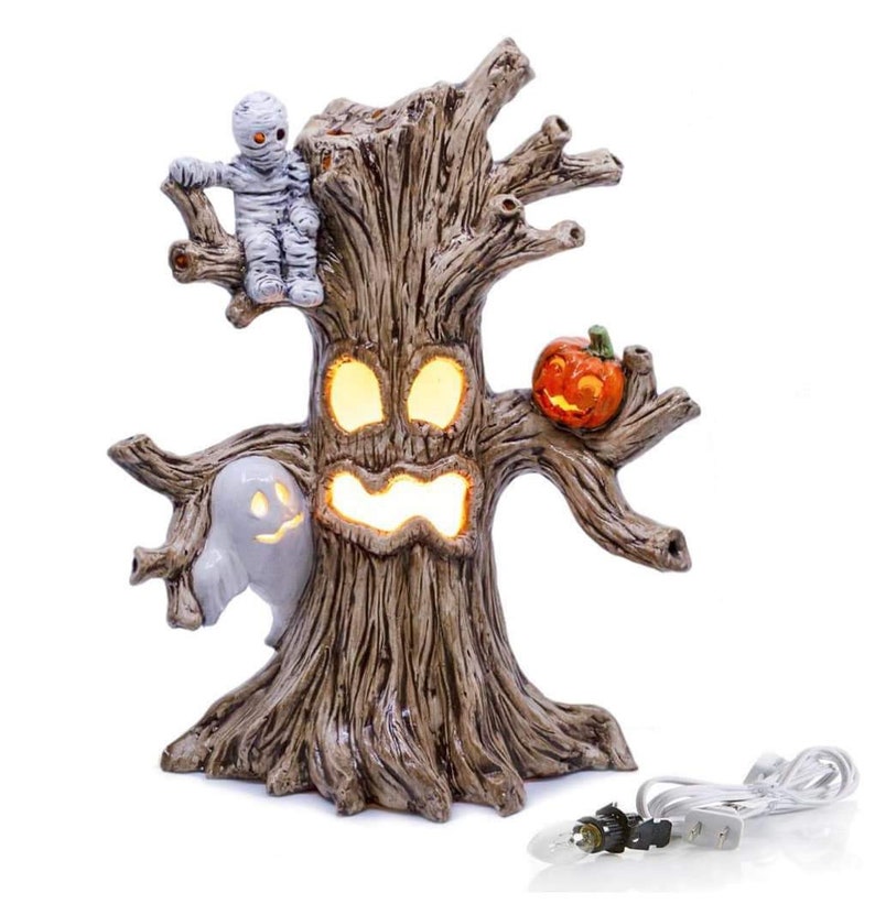 Haunted Halloween Tree Light up Unpainted Ceramic Bisque - Etsy