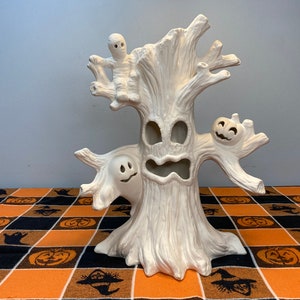 Haunted Halloween Tree Light up Unpainted Ceramic Bisque - Etsy