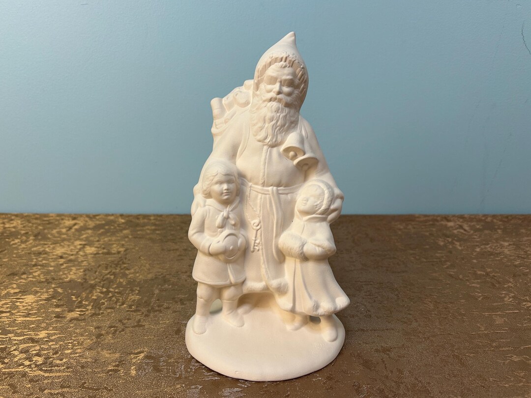 Santa With Two Kids Vintage Provincial Unpainted Ceramic Bisque Ready ...