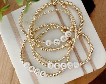 5 Bracelet Stack Stackable Gold Bracelets Personalized | Etsy