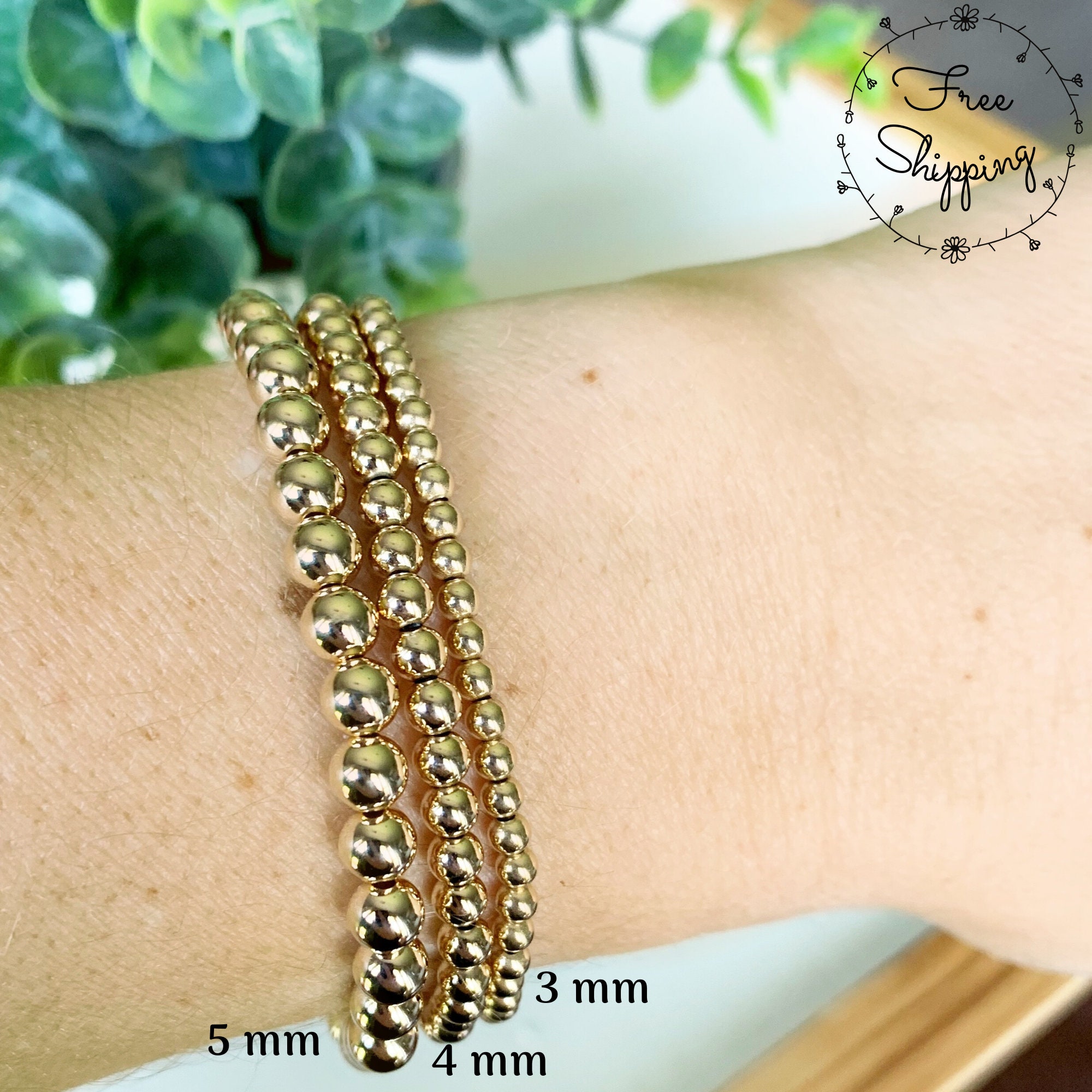 4 Beaded Bracelet Stack 2.5mm 3mm 4mm 5mm Gold Filled Bead | Etsy