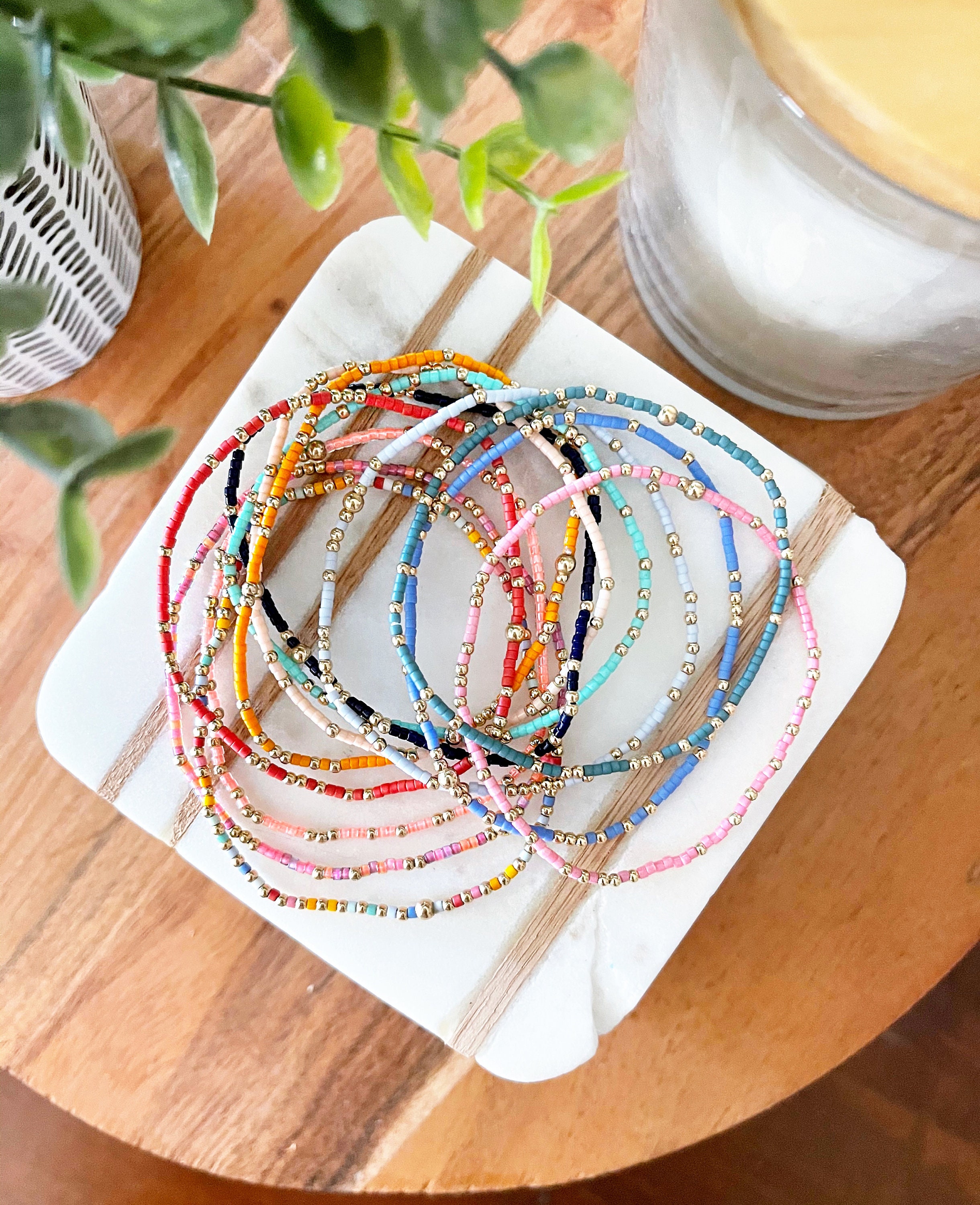 Summer Bracelet Stack | Custom Colorful Beaded Bracelet | Dainty ...
