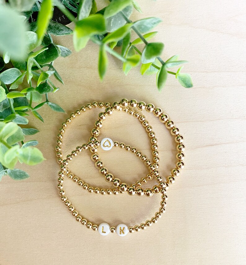 4 Beaded Bracelet Stack 2 5mm 3mm 4mm 5mm Gold Filled Bead Etsy