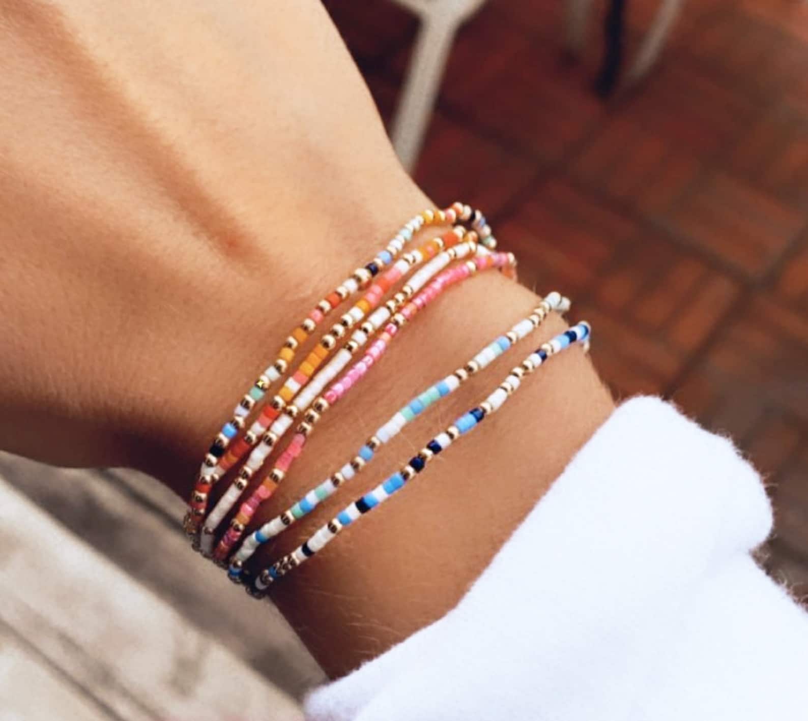 Summer Bracelet Stack | Custom Colorful Beaded Bracelet | Dainty ...