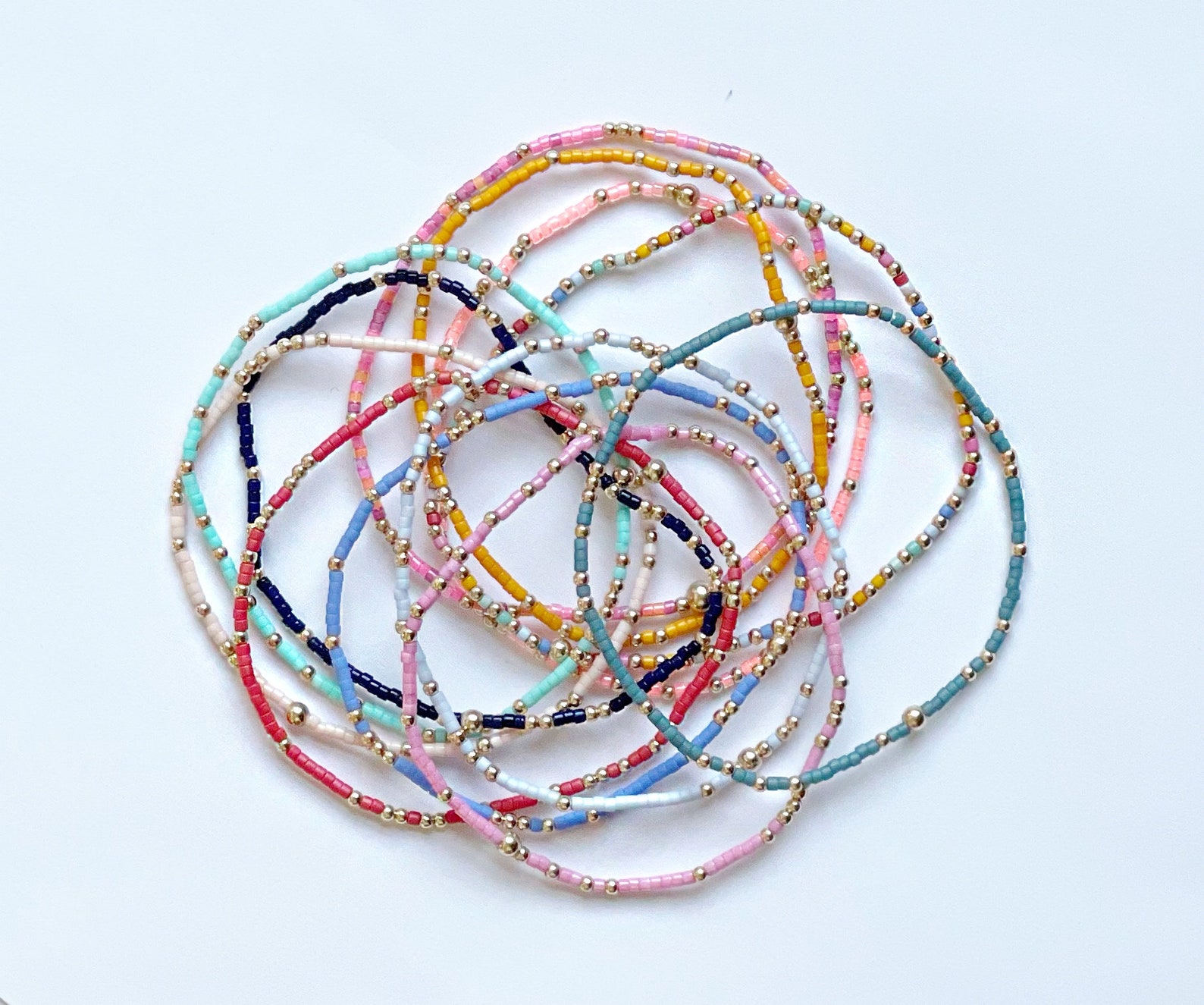 Summer Bracelet Stack | Custom Colorful Beaded Bracelet | Dainty ...