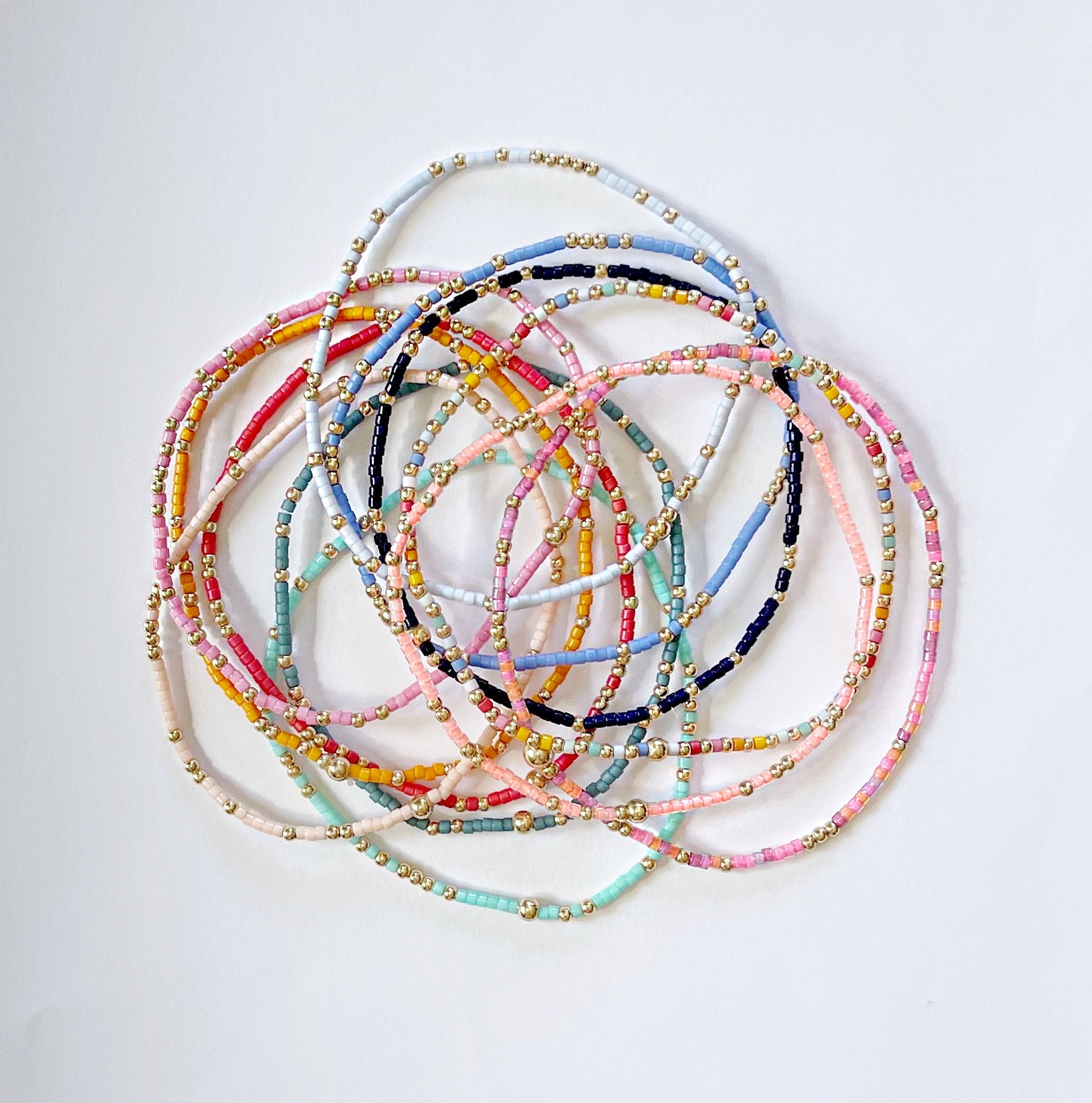 Summer Bracelet Stack | Custom Colorful Beaded Bracelet | Dainty ...