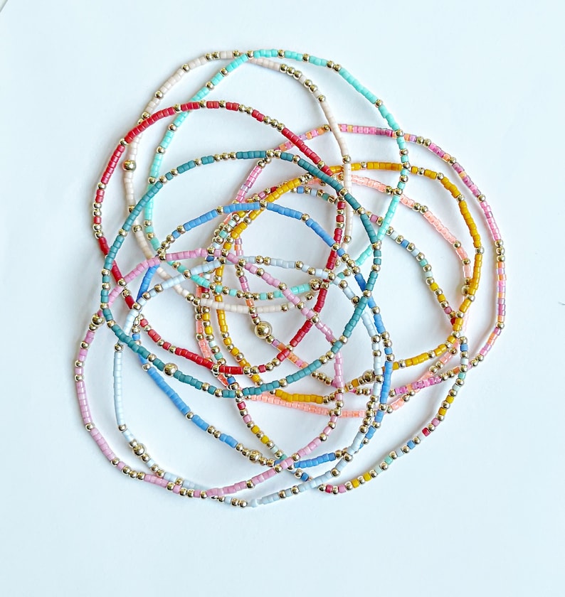 Summer Bracelet Stack | Custom Colorful Beaded Bracelet | Dainty ...