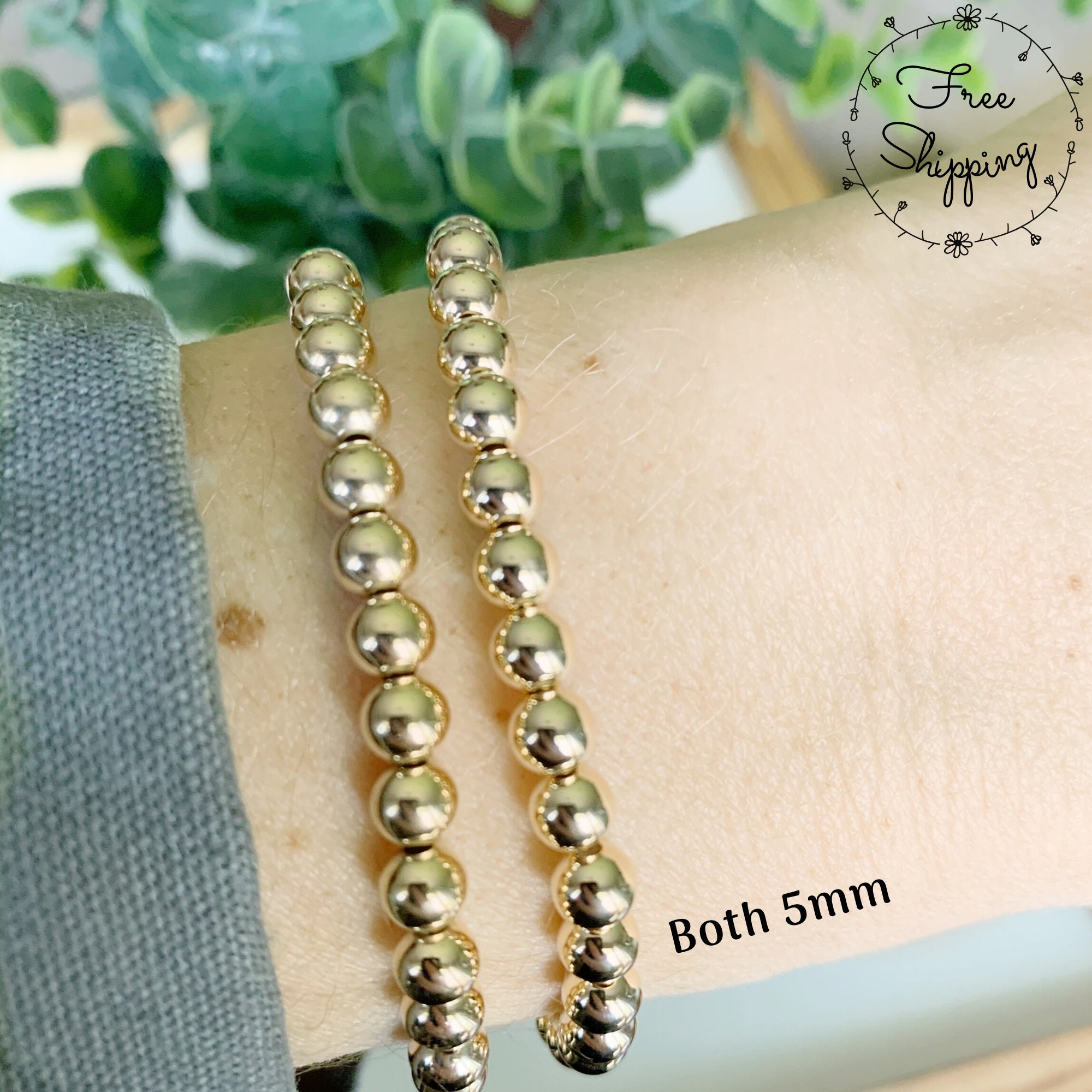 Gold Beaded Bracelet 2 5mm 3mm 4mm 5mm Gold Filled Bead Etsy