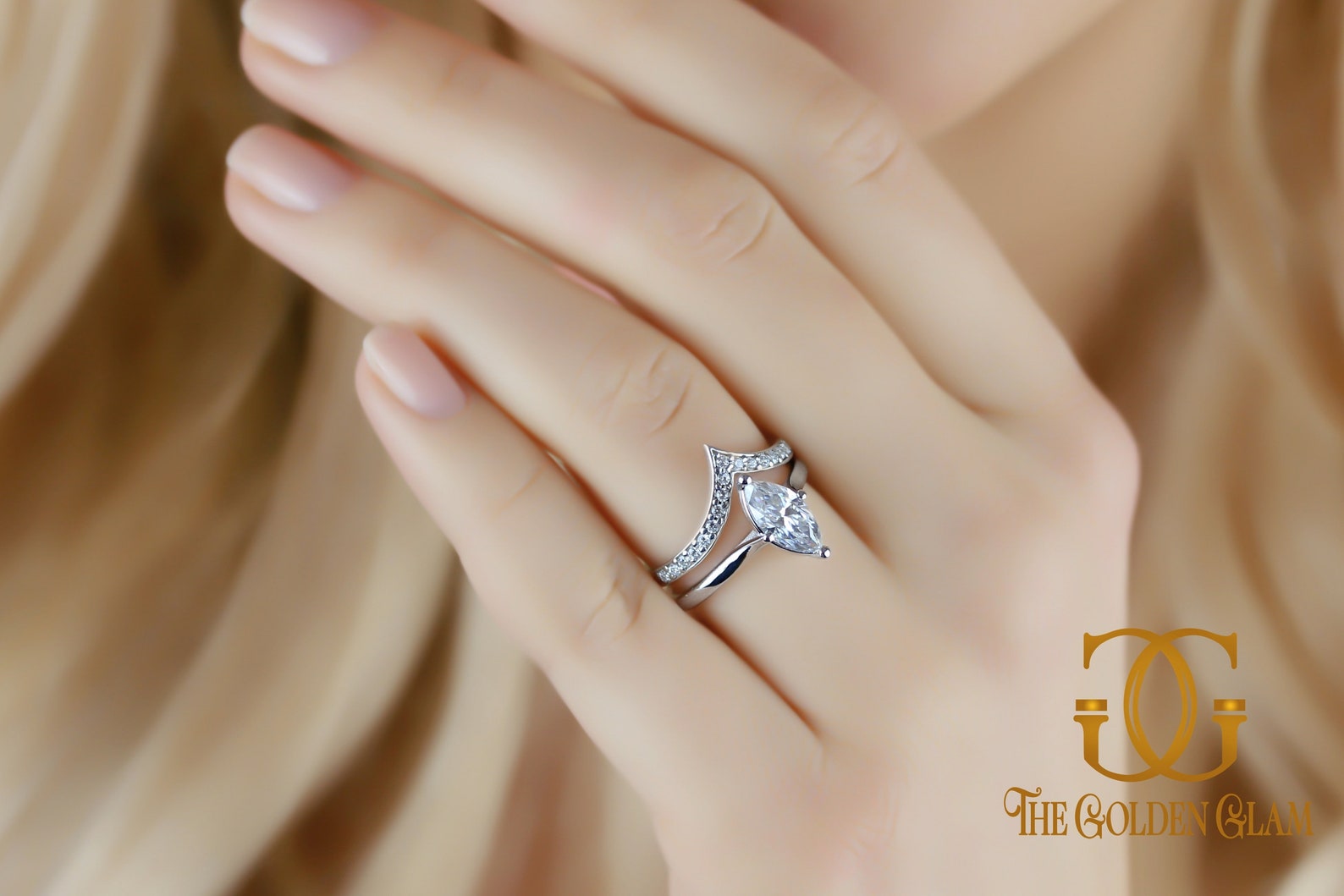 Marquise Cut Engagement Ring Set Marquise Cz Wedding Set 14K - Etsy