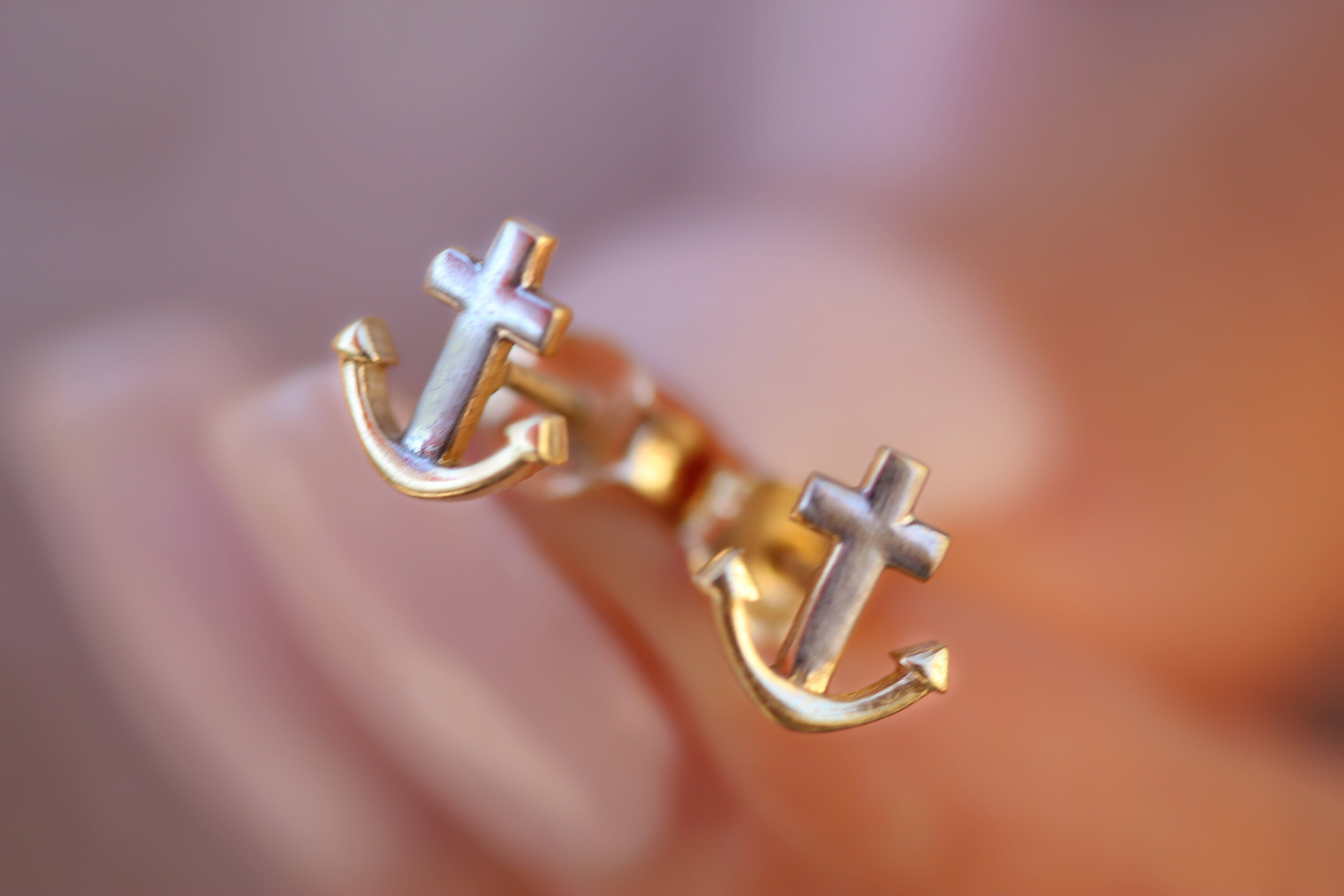 Anker Ohrstecker, Gold Anker Ohrringe, Zierliche Gold Ohrringe, Gold ...