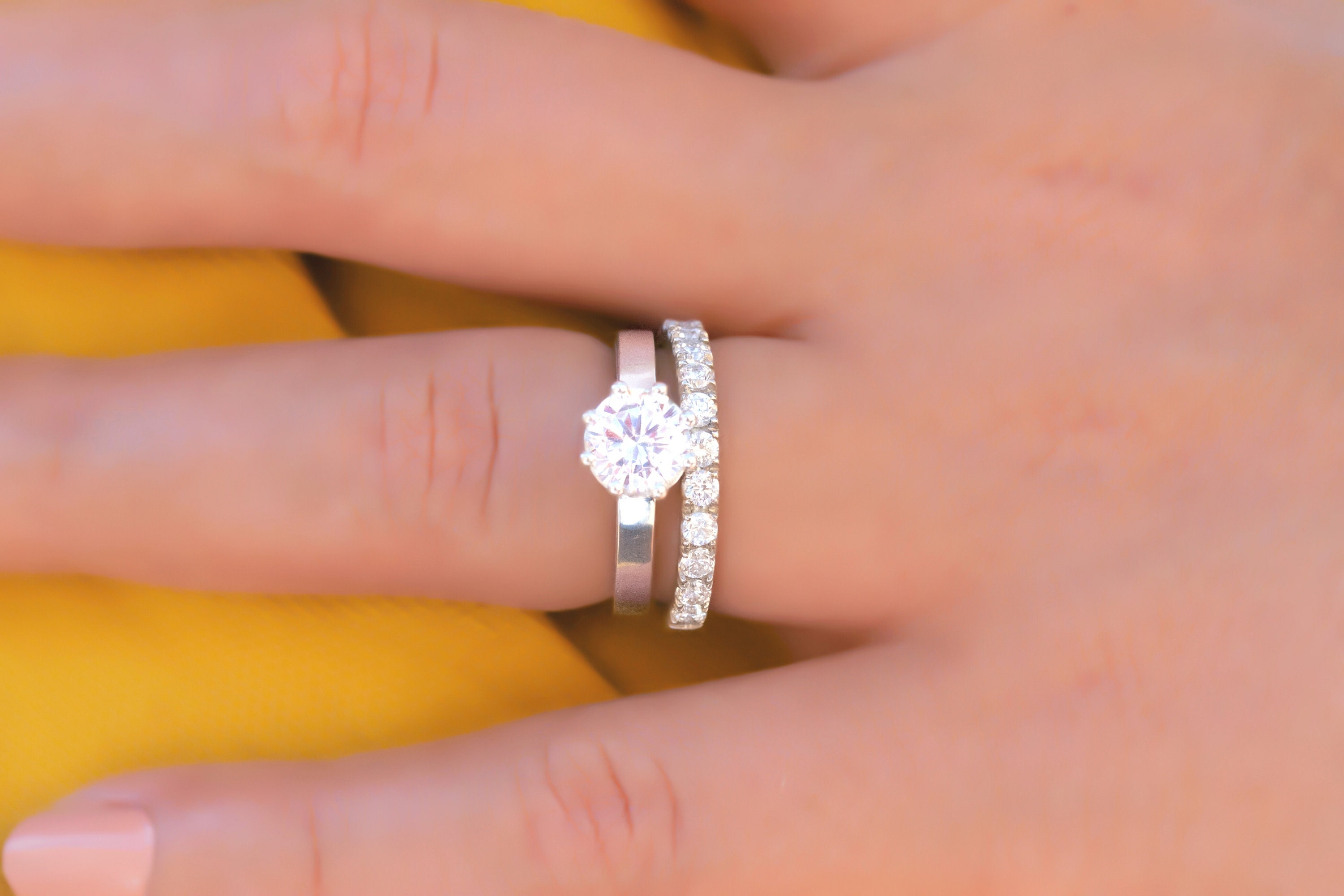 Round Diamond Bridal set Round Cut Diamond Engagement Ring | Etsy