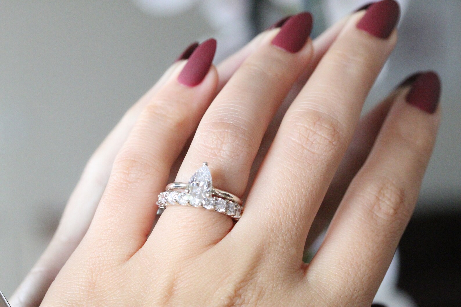 Pear Shaped Engagement Ring Set Stackable Rings for Women | Etsy