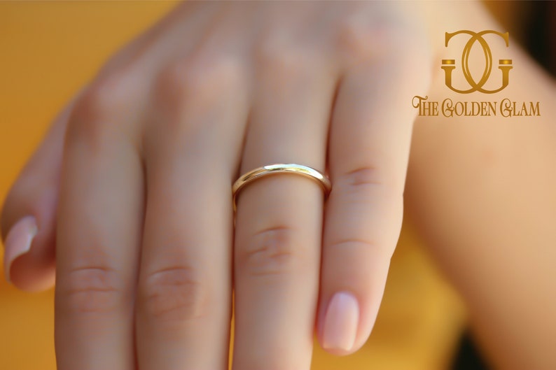 14K Solid Gold 2 Mm Plain Band, Wedding Band, Simple Band, Stacking ...
