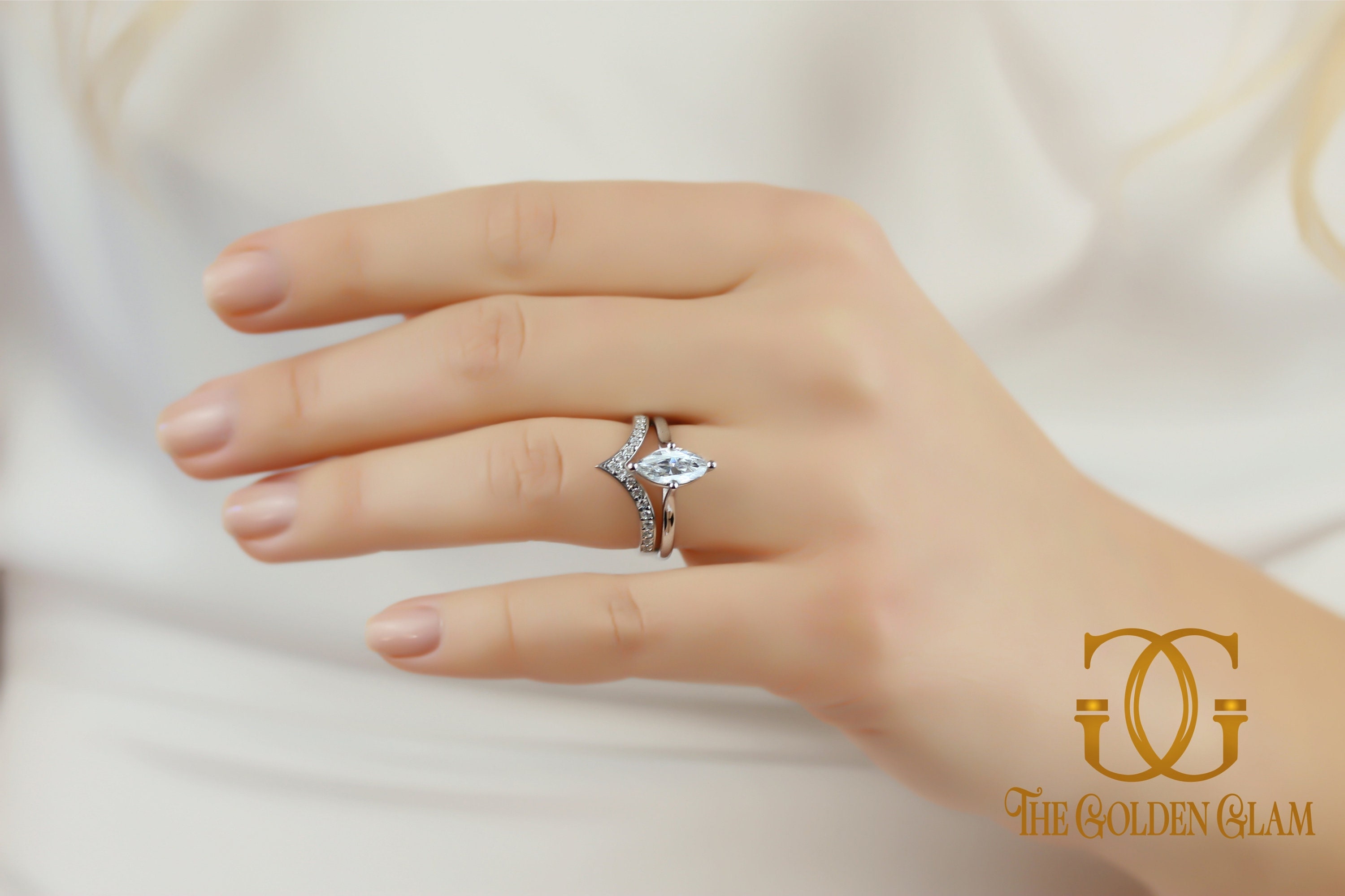 Marquise Cut Engagement Ring Set Marquise Cz Wedding Set 14K | Etsy