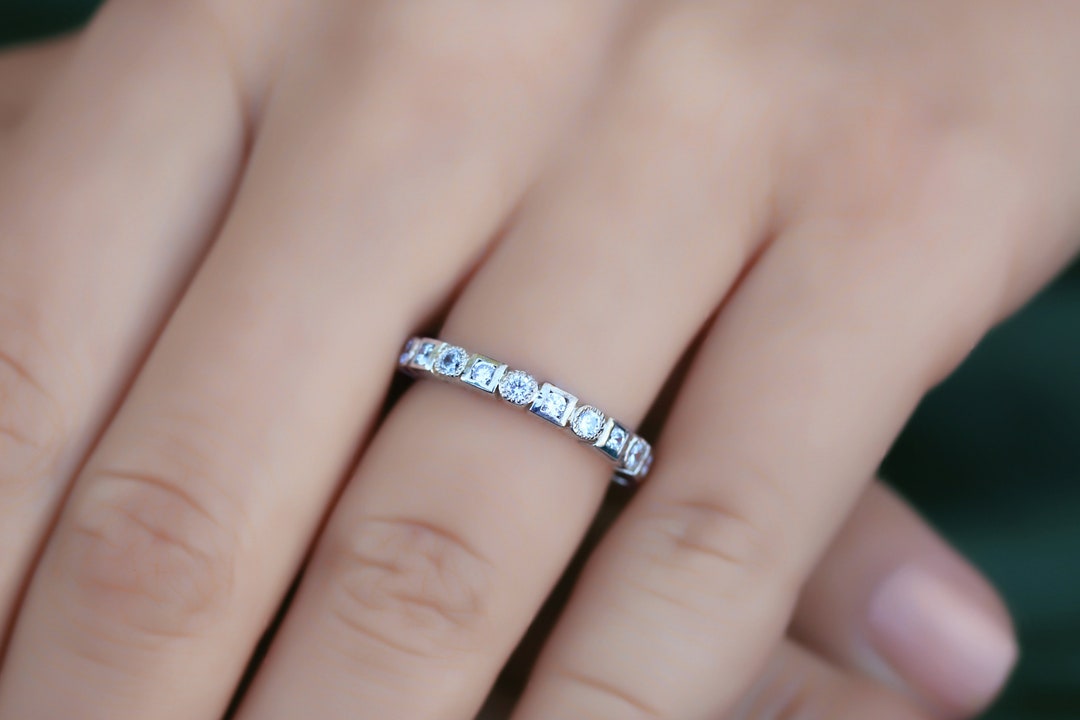 Diamond Band, Stacking Band, Stackable Ring, Round Cut Diamond Band ...
