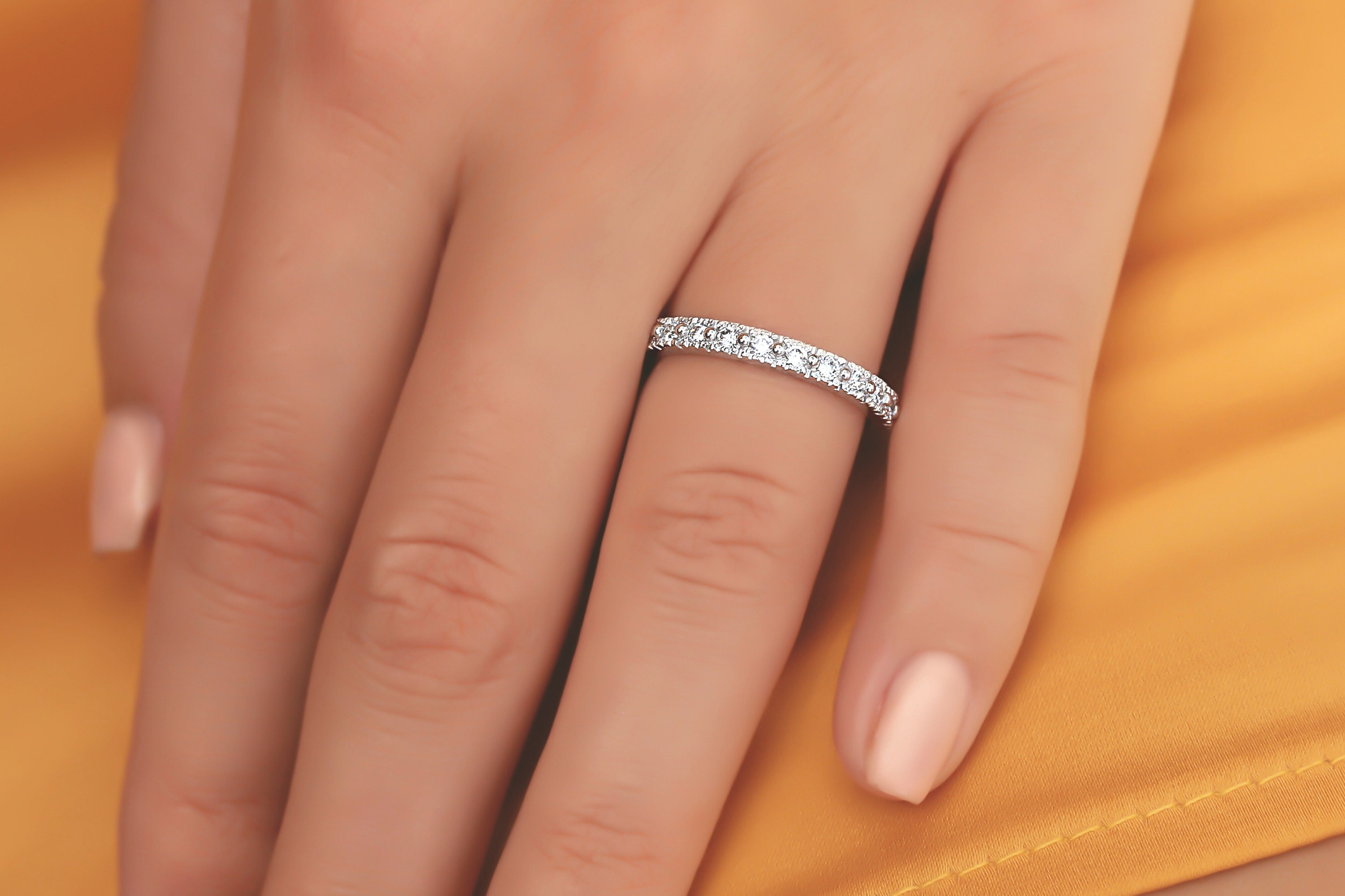 Diamond Wedding Band Women Infinity Band Minimal Ring | Etsy