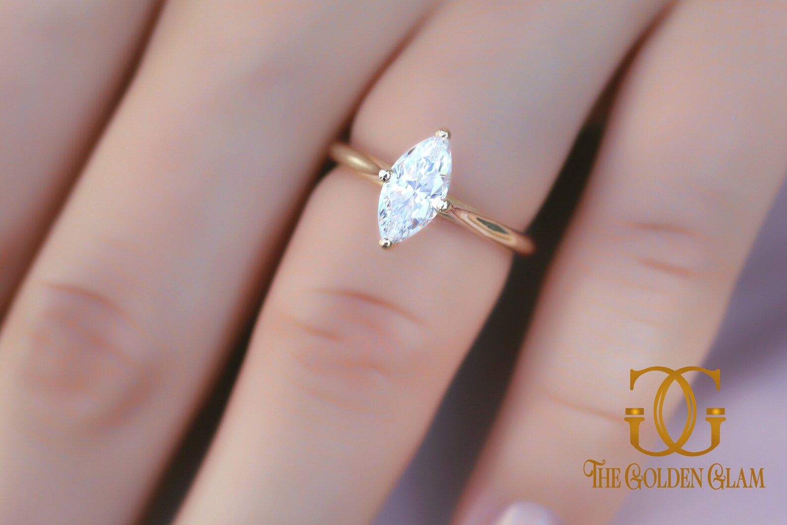 Marquise Engagement Ring/ Marquise Solitaire Wedding Ring/ 14K | Etsy