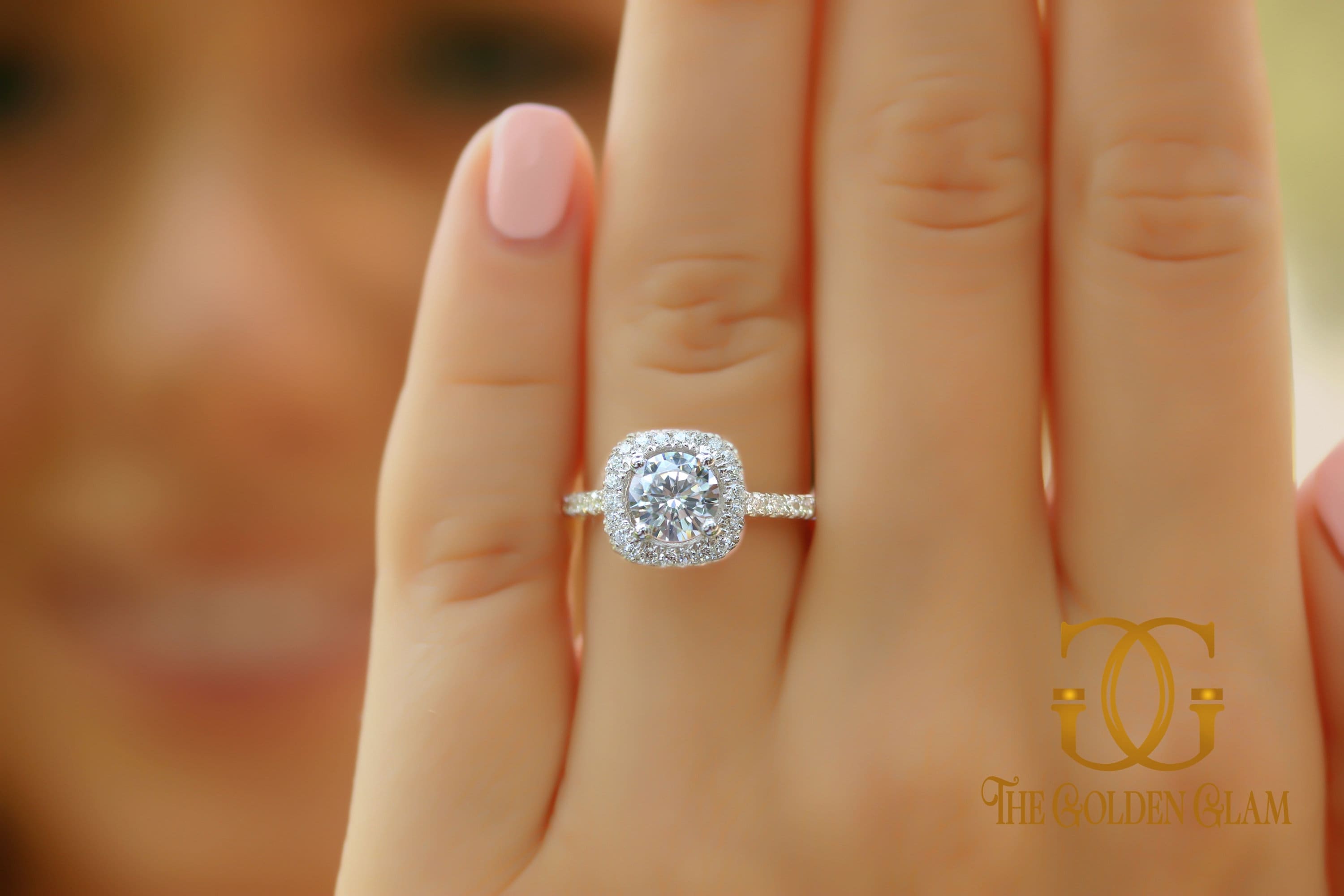 Round Diamond Engagement Ring In 14k Solid Gold: 1.5 Carat | Etsy