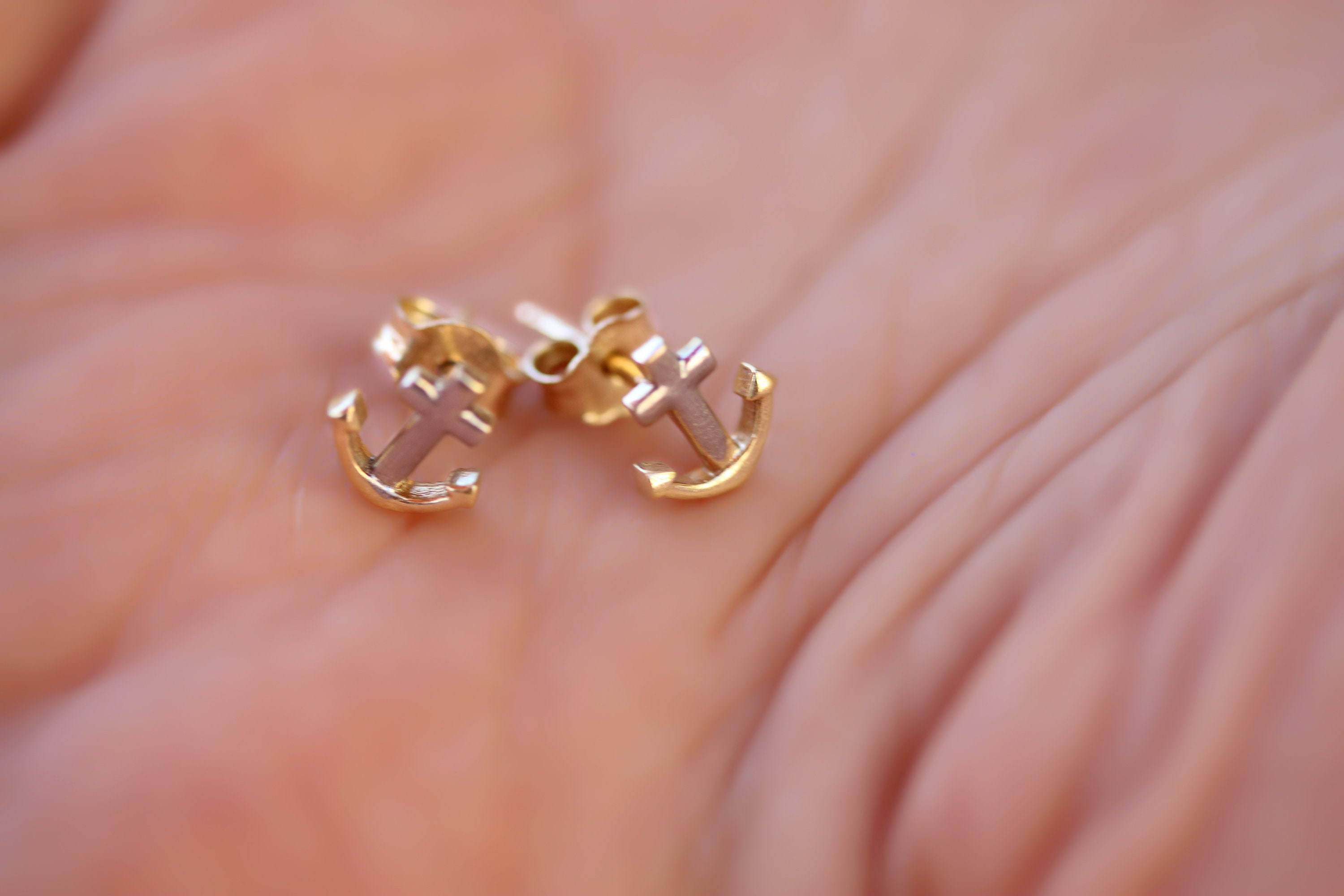 Anker Ohrstecker Gold Anker Ohrringe Zierliche Gold - Etsy.de