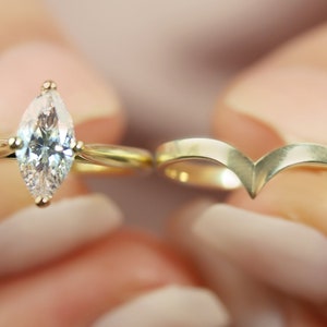 Marquise Diamond Engagement Ring, Marquise Solitaire Ring, V Shaped ...