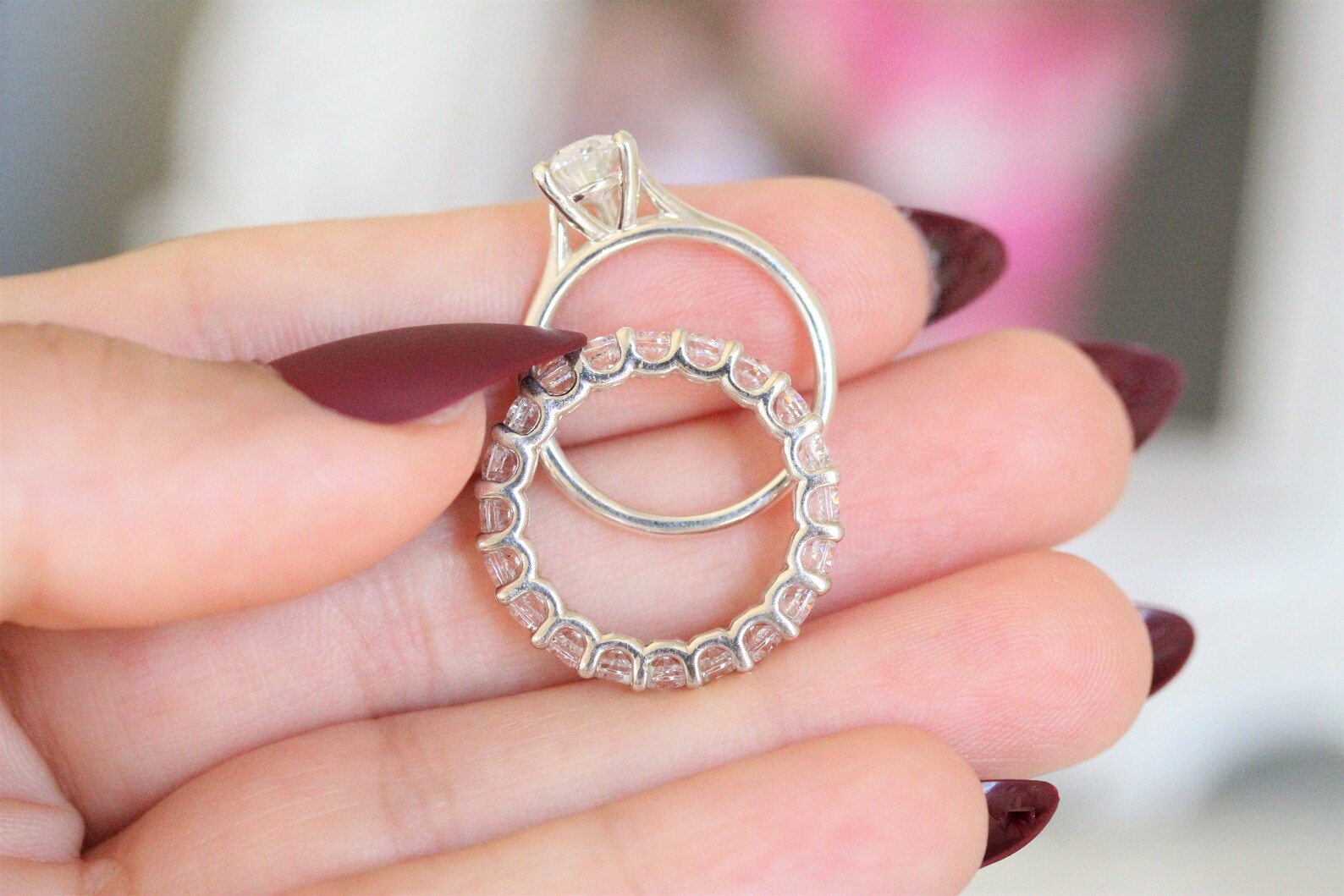 Pear shaped engagement ring set stackable rings for women | Etsy