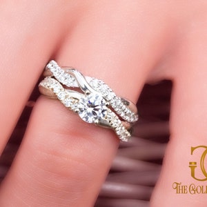 Twist Wedding Ring, Twist Ring Set, Twist Engagement Ring Set, Solid ...