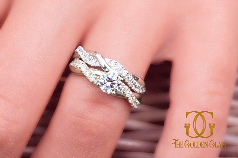 Twist Wedding Ring Twist Ring Set Twist Engagement Ring Set | Etsy