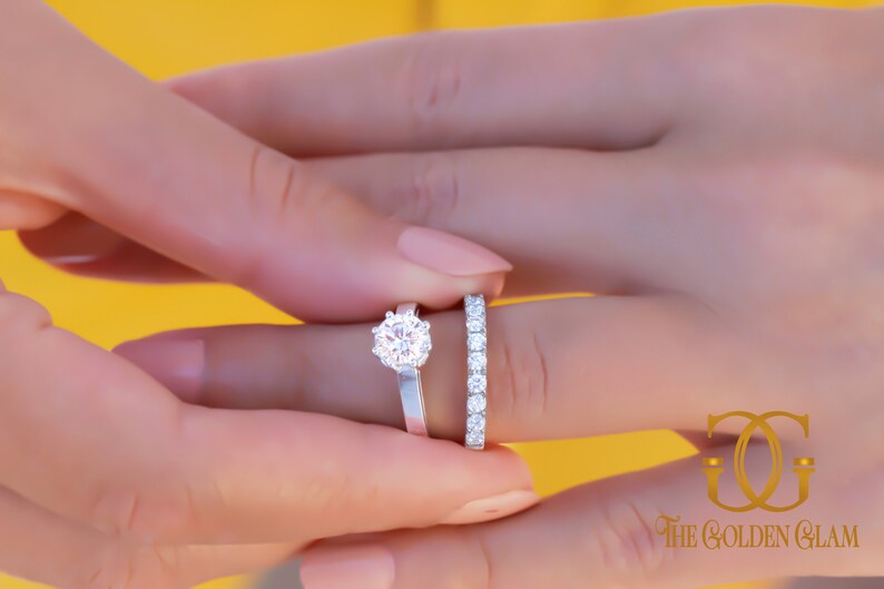 Round Diamond Bridal Set Round Cut Diamond Engagement Ring | Etsy