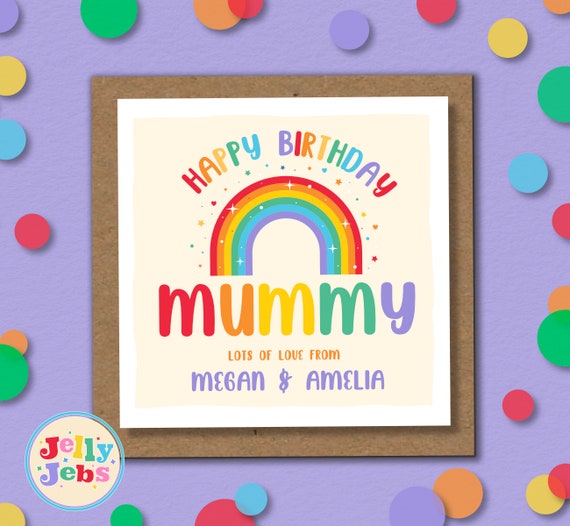 Happy Birthday MUMMY Card Rainbow Card Birthday Card | Etsy