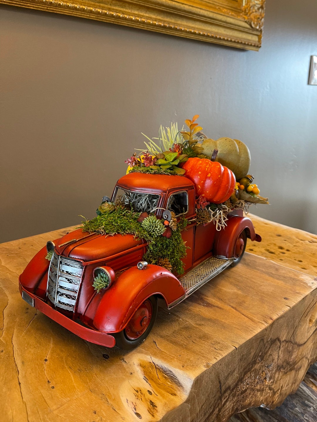 Fall Decor. Fall. Personalized Red Truck. Red Truck. Red Pick Up ...