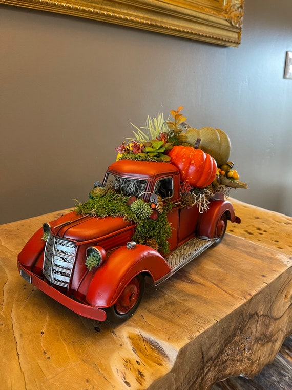Fall Decor. Fall. Personalized Red Truck. Red Truck. Red Pick | Etsy