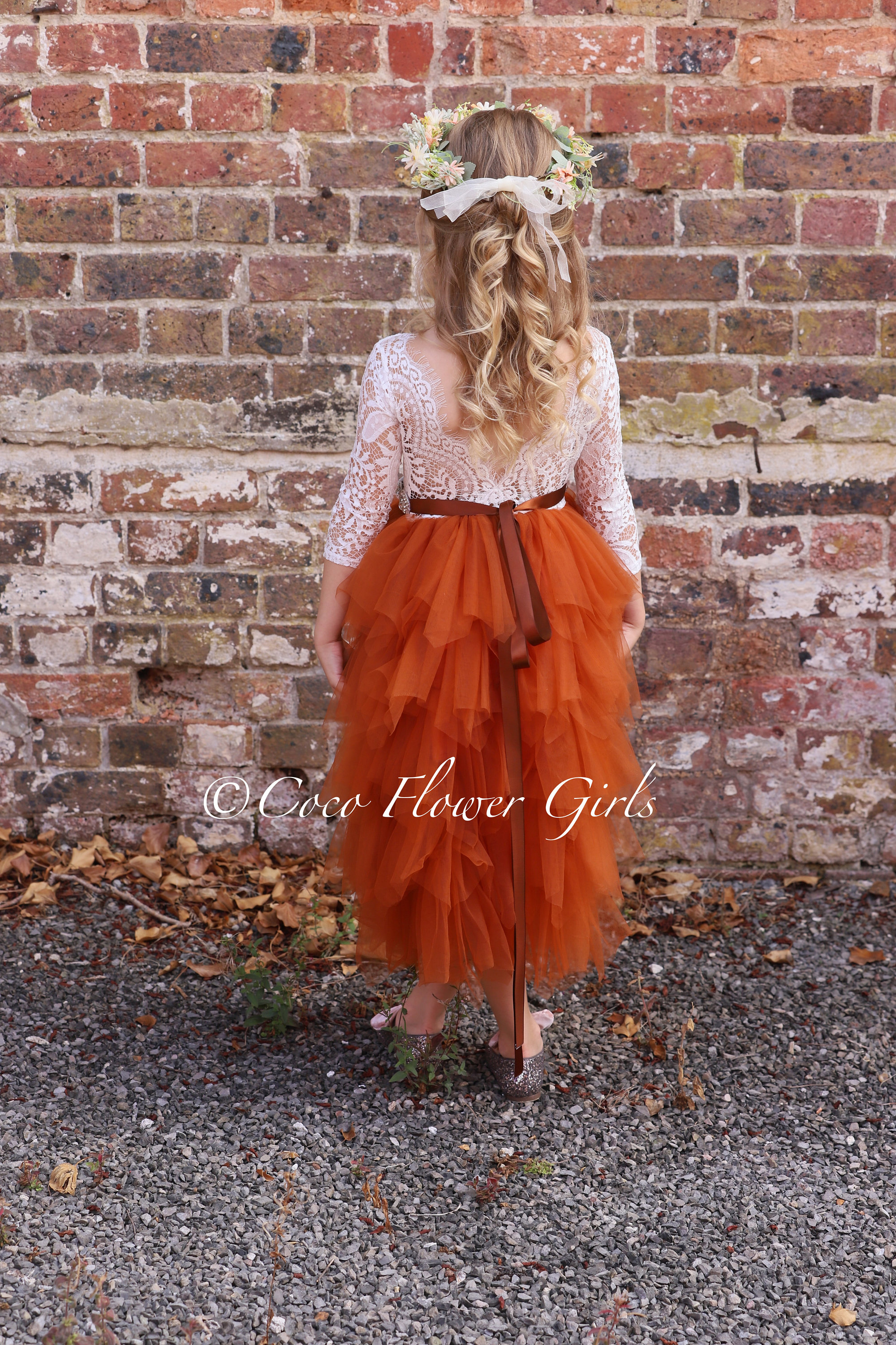 Long Ruffles Long Sleeve Bohemian Rustic Wedding Flower Girl - Etsy