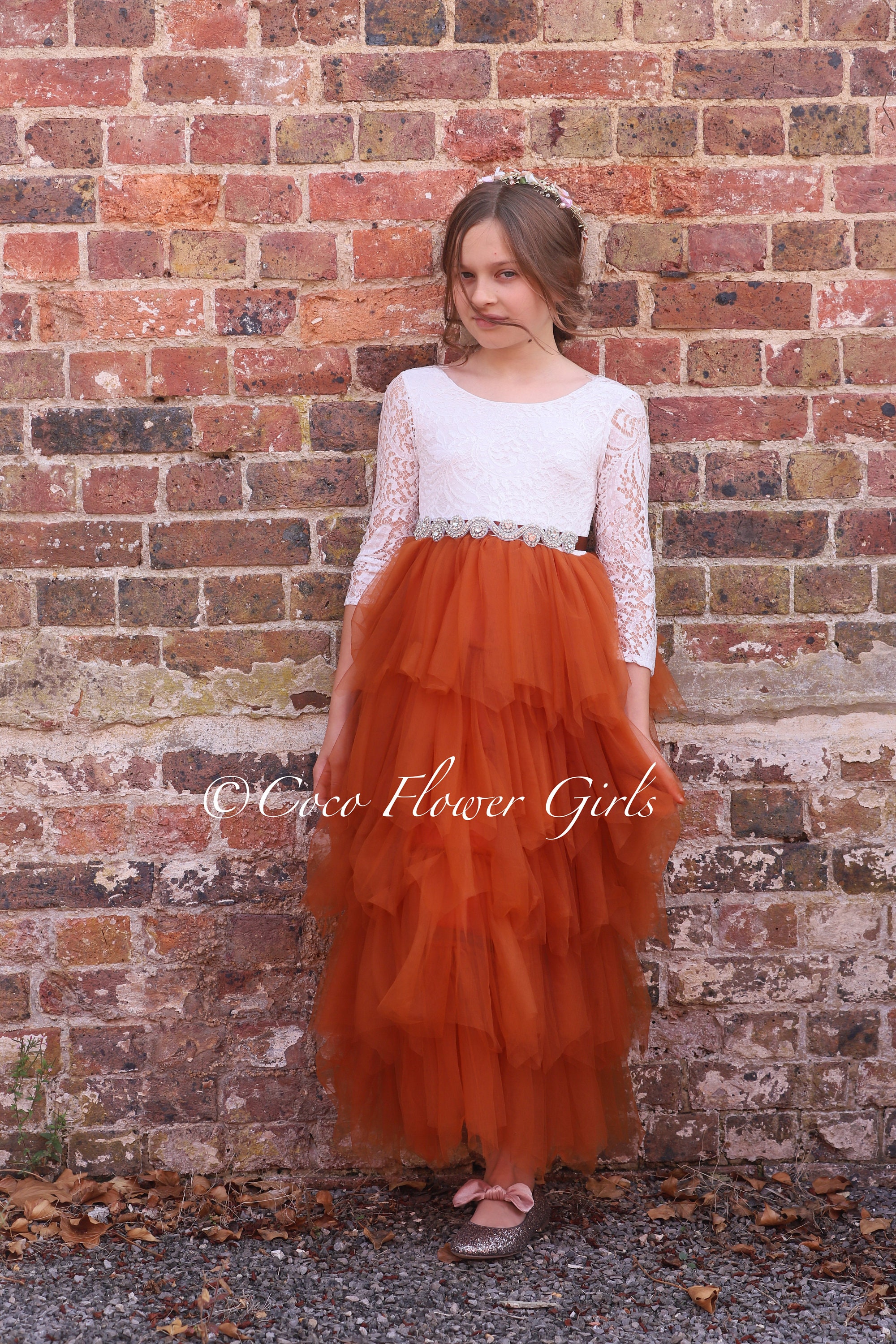 Long Ruffles Long Sleeve Bohemian Rustic Wedding Flower Girl - Etsy