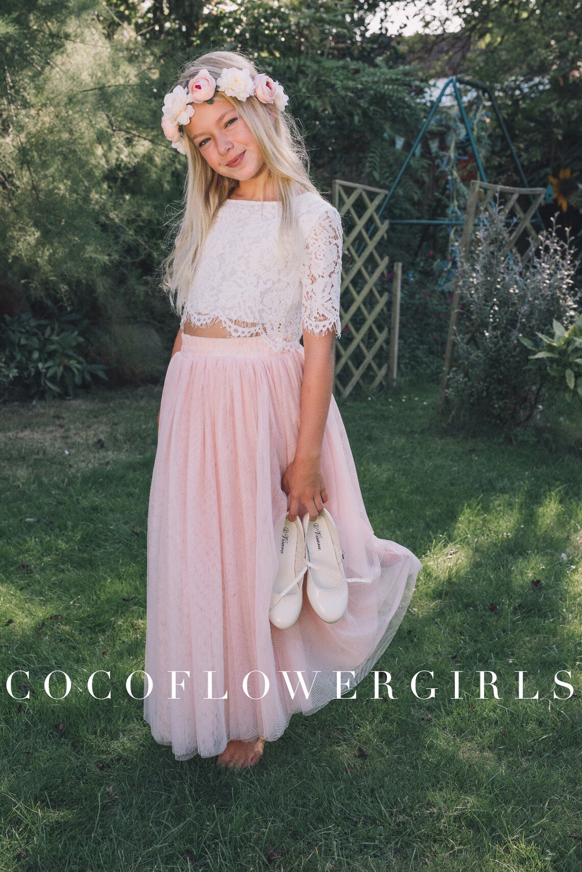 Beautiful Lace Crop Top and Long Layered Princess Tulle Skirt 2 Piece ...