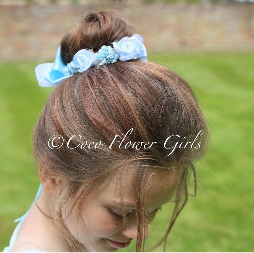 Pretty Rosette Flowers Ribbon Bun Head Piece - Hair Accessories ...